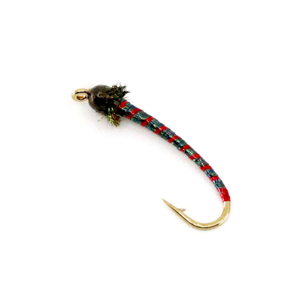 Chironomid Black Electra Braid Red Rib - Iron Bow Fly Shop